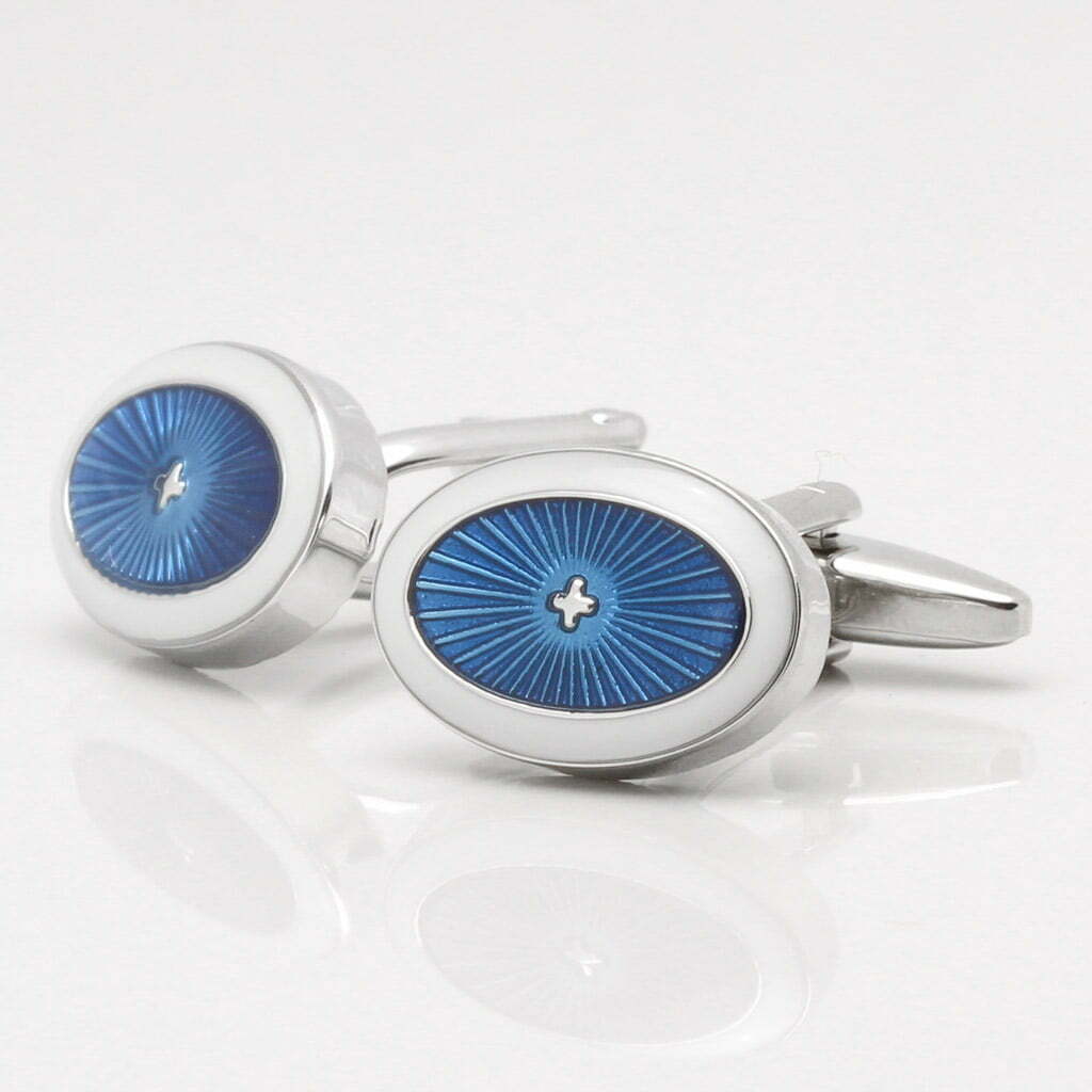 Blue Cufflinks - Badger and Brown
