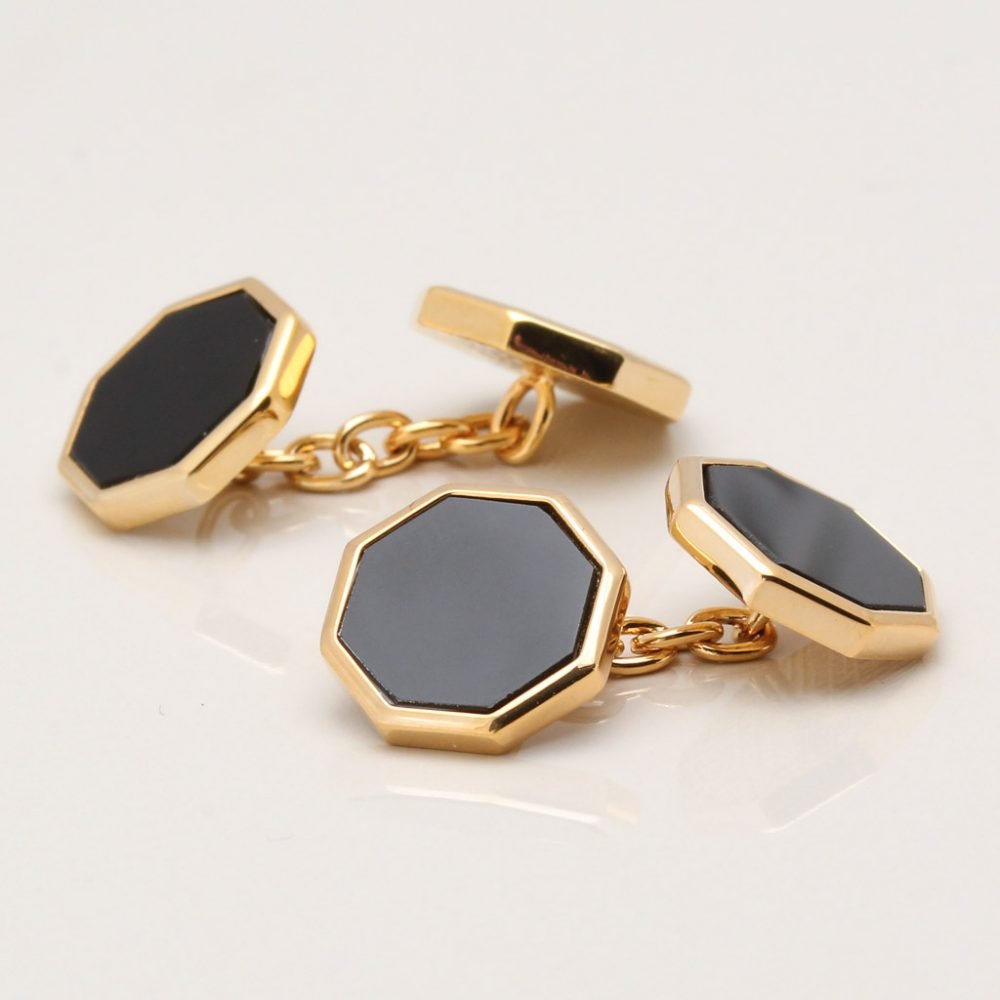 Onyx Octagon Cufflinks by Badger & Brown. The Cufflink Specialists.