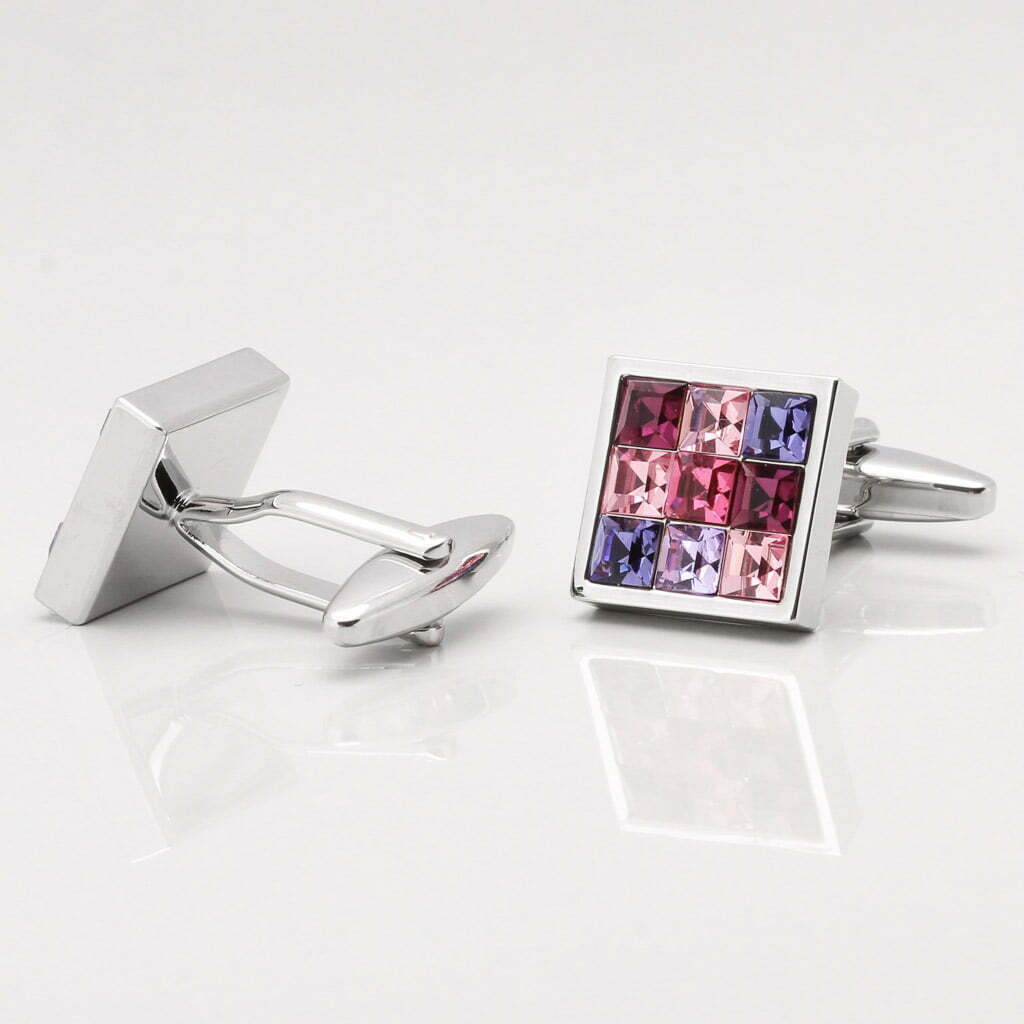 Pink Toned Crystal Cufflinks by Badger & Brown. The Cufflink Specialists