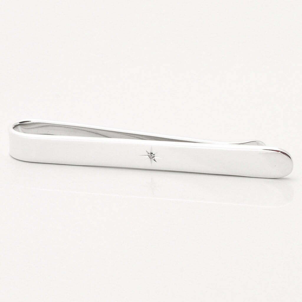 Sterling Silver Diamond Tie Slide by Badger & Brown.