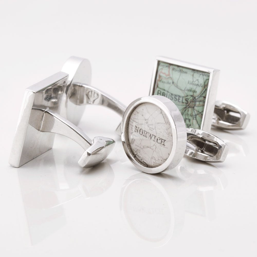 Personalised Antique Style Map Cufflinks by Badger & BrownBadger and ...