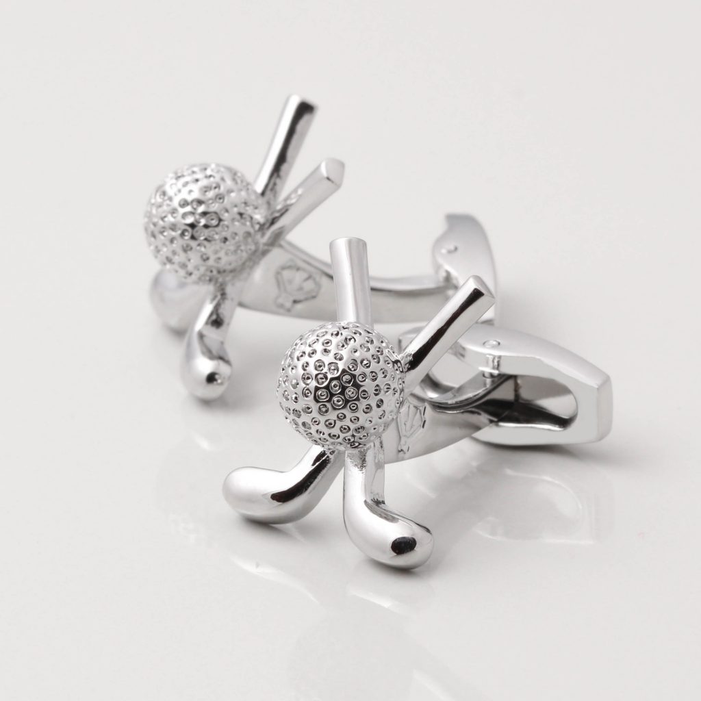 Silver Plated Crossed Golf Clubs & Ball Cufflinks by Badger ...