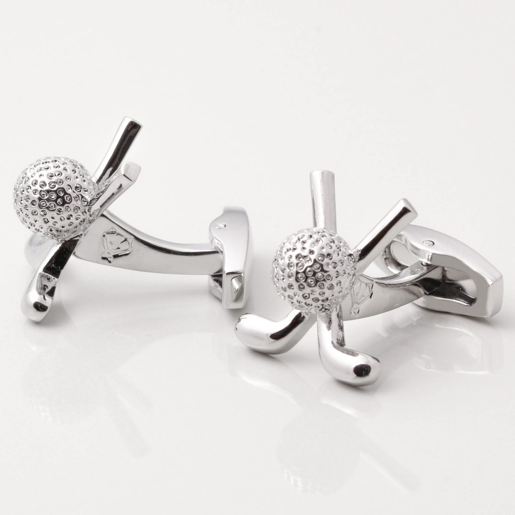 Silver Plated Crossed Golf Clubs & Ball Cufflinks by Badger ...