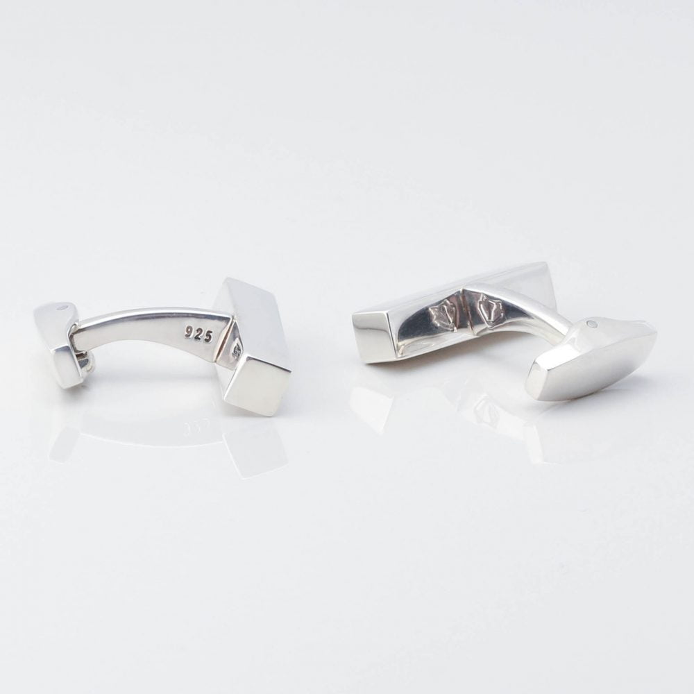 Sterling Silver Bar Engraved Initial Cufflinks by Badger & Brown
