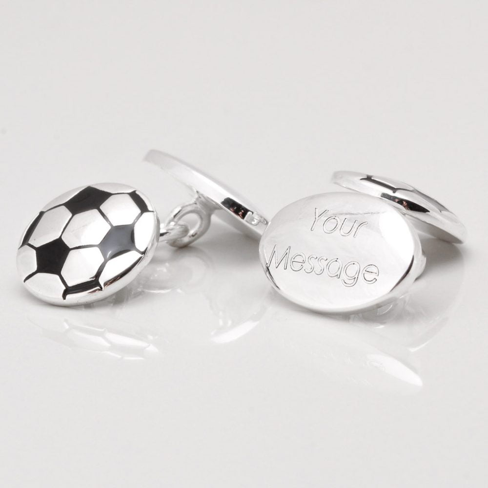 Silver Plated Engraved Football Cufflinks 1 of 1 1 - Badger and Brown ...