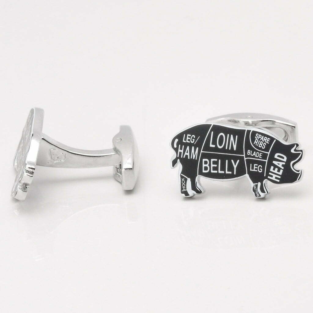 Butchers Cuts of Pork Pig Cufflinks by Badger & Brown. Cufflink ...