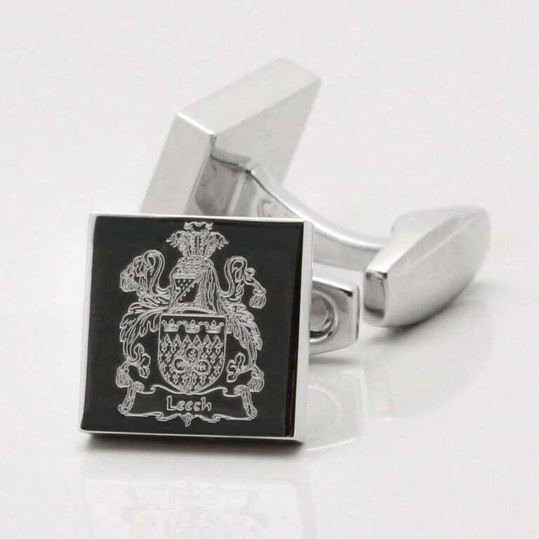 Engraved Family Crest Cufflinks by Badger & Brown. The Cufflink Specialists