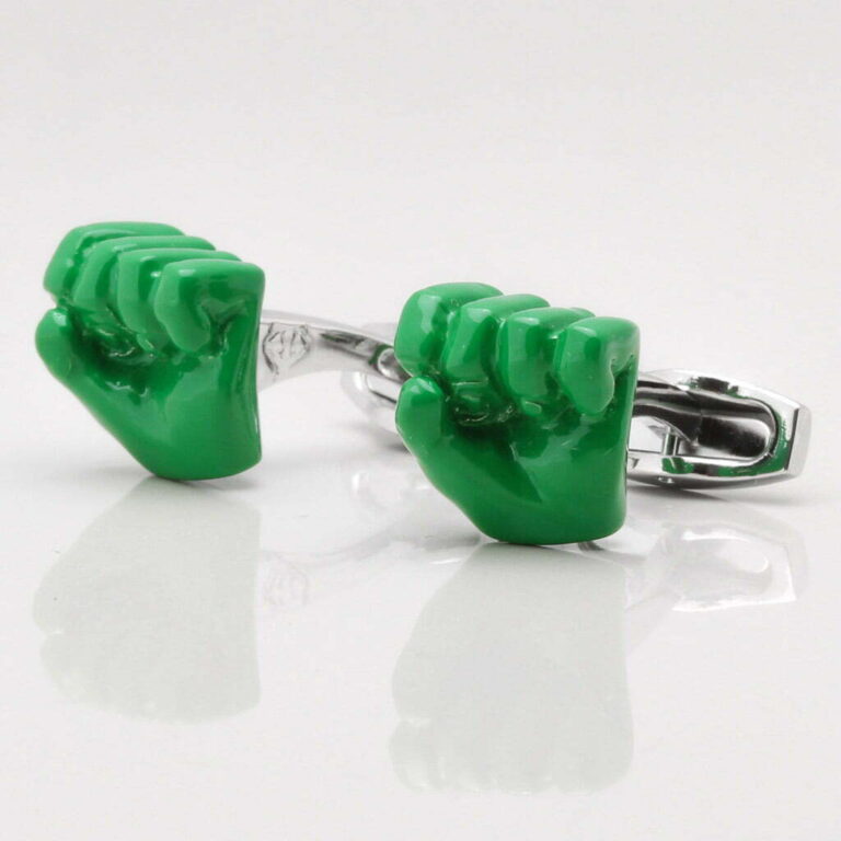 Incredible Hulk Fist Cufflinks by Badger & Brown. The Cufflink Specialists