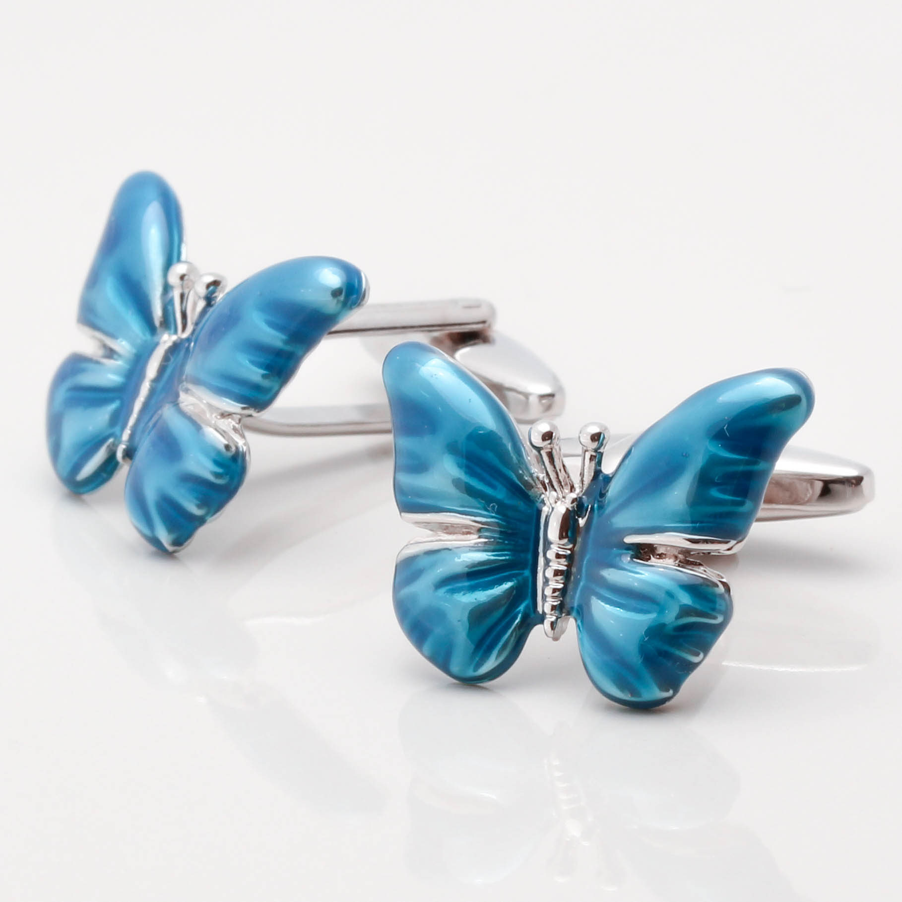 Blue Butterfly Cufflinks by Badger & Brown. The Cufflink Specialists