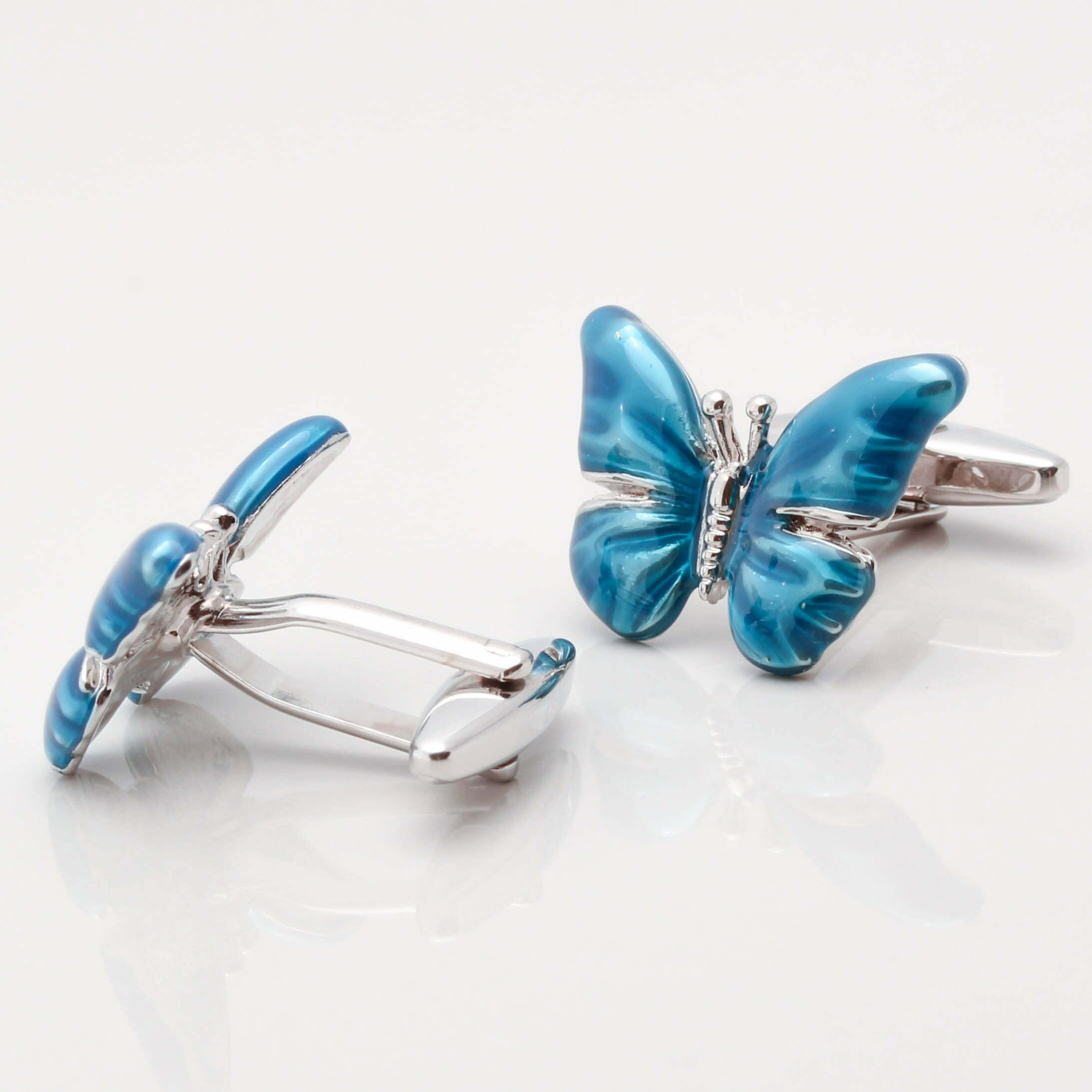 Blue Butterfly Cufflinks by Badger & Brown. The Cufflink Specialists