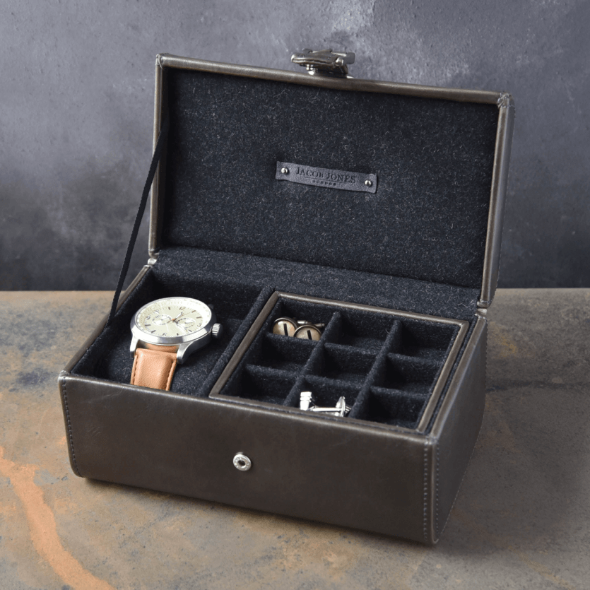 Grey Cambridge Watch Cufflink Box Gallery - Badger and Brown - Cufflink ...