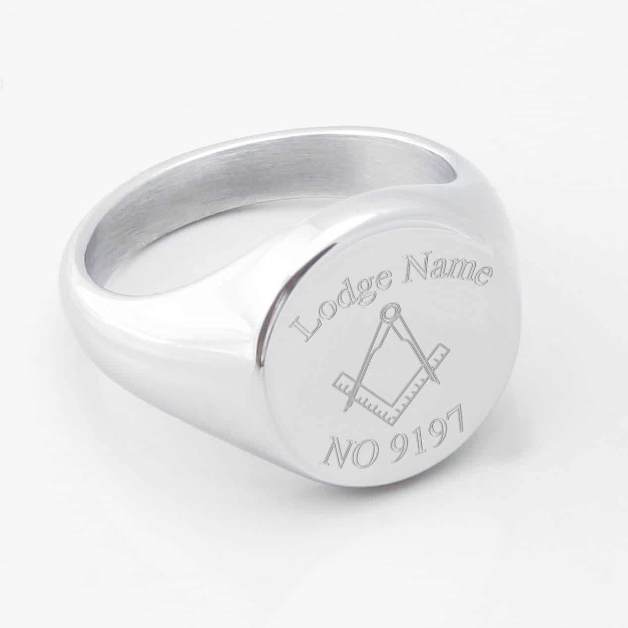 Sterling Silver Personalised Masonic Lodge Engraved Signet Ring