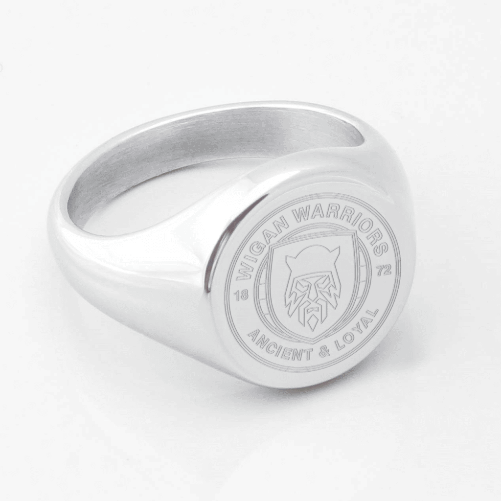Wigan Warriors Rugby Engraved Signet Ring By Badger & Brown