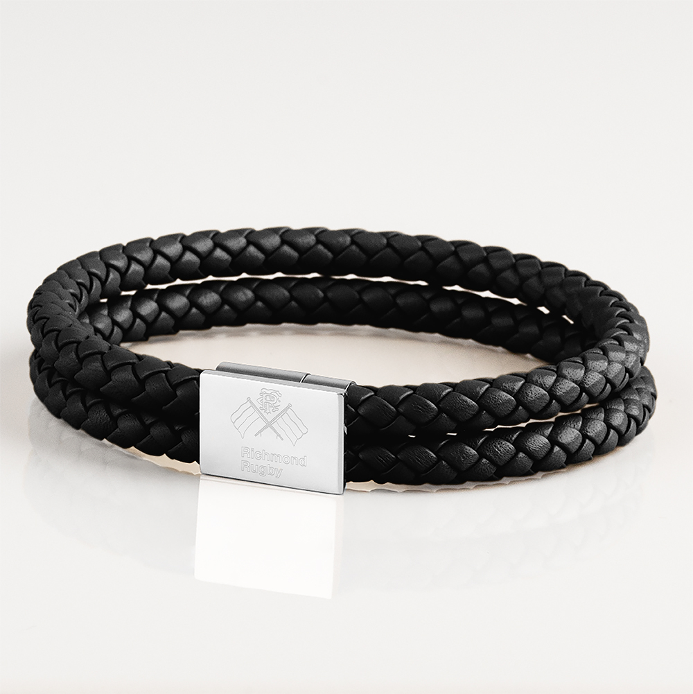 Richmond Rugby Engraved Leather Bracelet