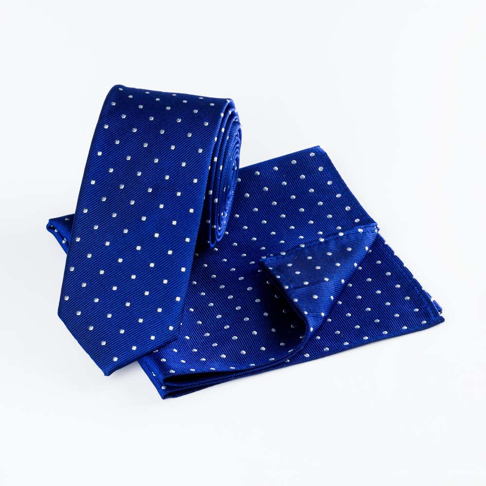 Midnight and Powder Blue Microdot Tie and Pocket Square Set