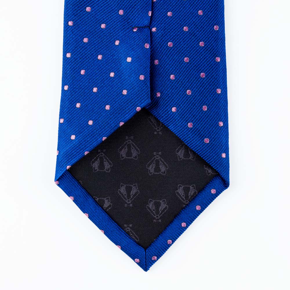 Navy and Pink Microdot Silk Tie